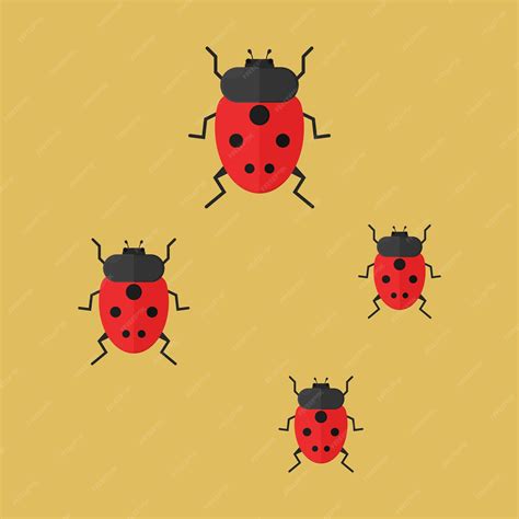 Premium Vector A Group Of Four Ladybugs Are On A Yellow Background