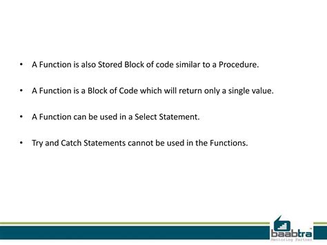 Functions Creation In Sql Pptx
