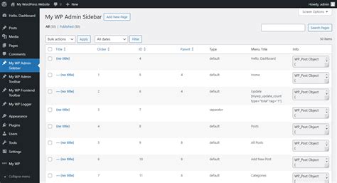 Admin Sidebar My WP Customize