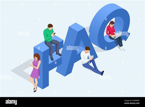 Isometric Question Marks Message Box With Question Chatbot Technology