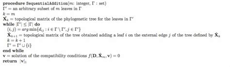 High Level Pseudo Code For The Sequential Addition Heuristic