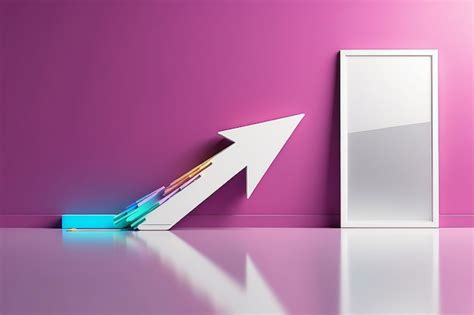 3d Rendering Of White Symbol Of Mouse Pointer Arrow Icon Leaning On On Color Wall With Floor