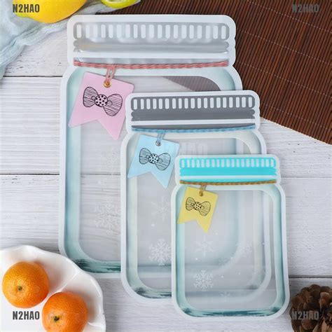 N2hao 10pcs Mason Jar Zipper Bags Food Storage Snack Ziplock Bag