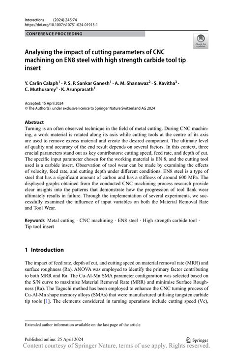 Analysing The Impact Of Cutting Parameters Of Cnc Machining On En8 Steel With High Strength
