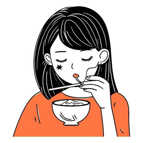 Premium Vector Illustration Of A Girl Eating A Bowl Of Cereals