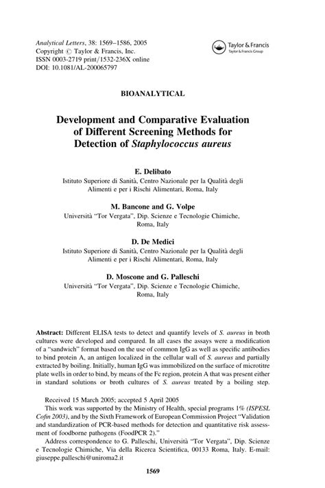 Pdf Development And Comparative Evaluation Of Different Screening Methods For Detection Of
