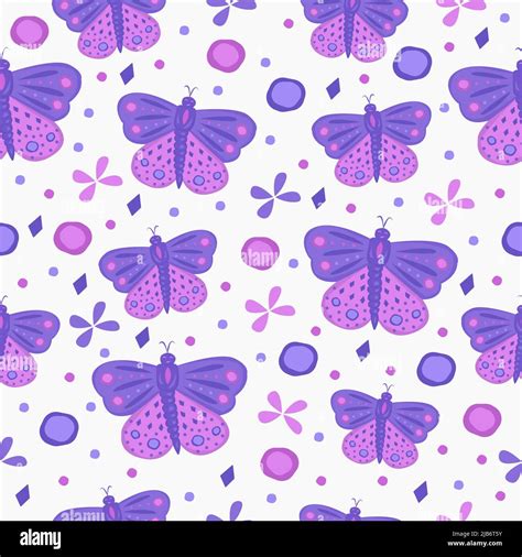 Cute Violet Butterflies Seamless Pattern Stock Vector Image And Art Alamy