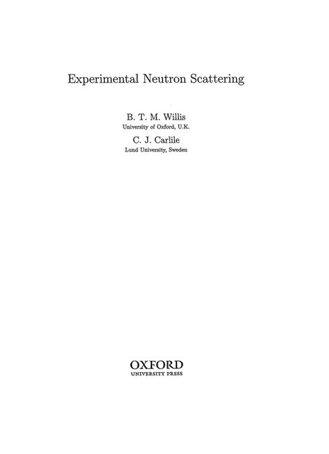 Pdf Experimental Neutron Scattering
