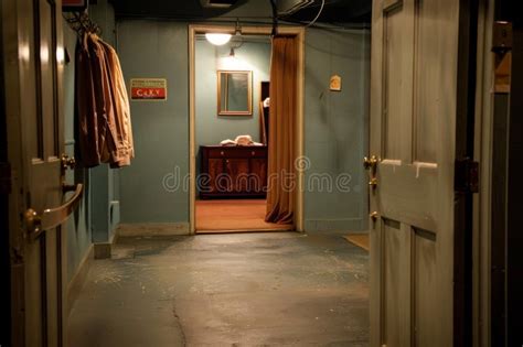 Backstage Area Showing Dressing Rooms And Costumes Hanging Stock Image