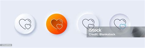 커플 사랑 라인 아이콘입니다 두 개의 하트 기호입니다 선 아이콘 벡터 3차원 형태에 대한 스톡 벡터 아트 및 기타 이미지 3