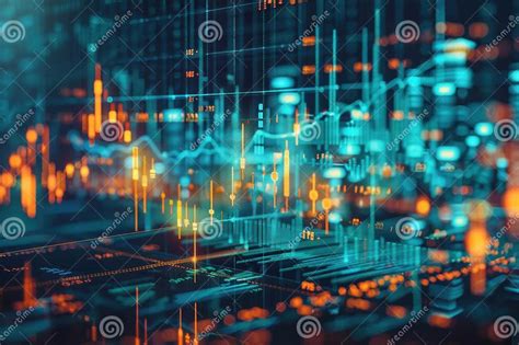 Abstract Concept Of Glowing Financial Charts And Graphs On A Digital