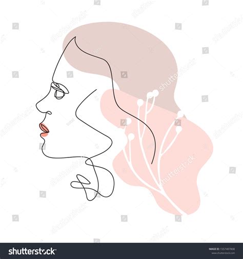 Female Face Drawn One Line Continuous Stock Vector Royalty Free