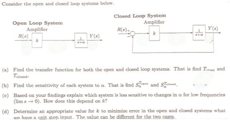 get answer consider the open and closed loop systems below a