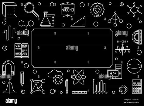 Stem Horizontal Frame With Place For Your Text Vector Concept Linear Illustration On Dark