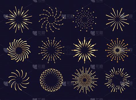 天气 成一排 放焰火 矢量 阳光光束 图标 极简构图 金色 品牌名称 螺线素材 花瓣网