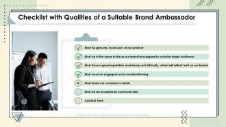 Checklist With Qualities Of A Suitable Brand Ambassador Brand