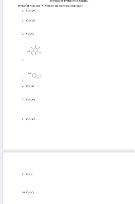 Solved NMR Simulation Experiment Exercises On Proton NMR Chegg Com