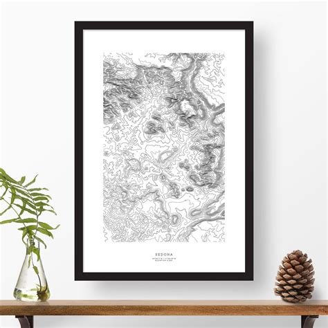 Sedona Arizona Topographic Print Contour Map Map Art Home Or