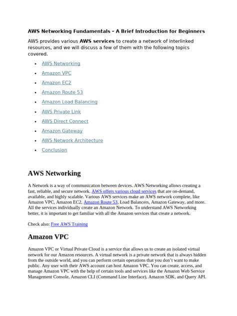 Aws Networking Fundamentals Pdf Computer Network Amazon Web Services