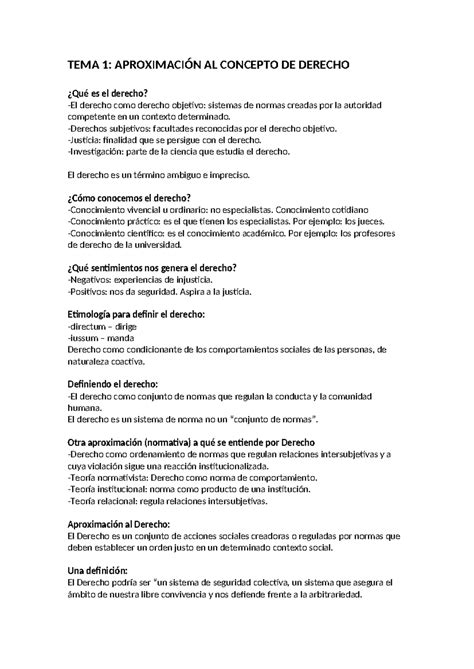 Tema 1 Apuntes Tema 1 AproximaciÓn Al Concepto De Derecho ¿qué Es