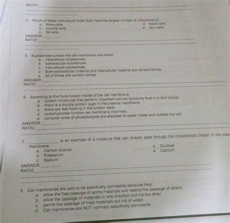 RATIO 4 Which Of These Cells Would Most StudyX