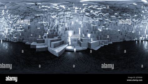 360 Degree Full Panorama Environment Map Of Ab Stract Cube Futuristic