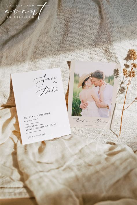 Evelyn Minimalist Save The Date Template Elegant Save The Date Cards