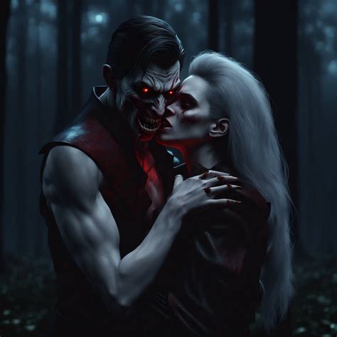 3d Realism Of A Female Vampire In The Woods Biting By Freespirit1964 On