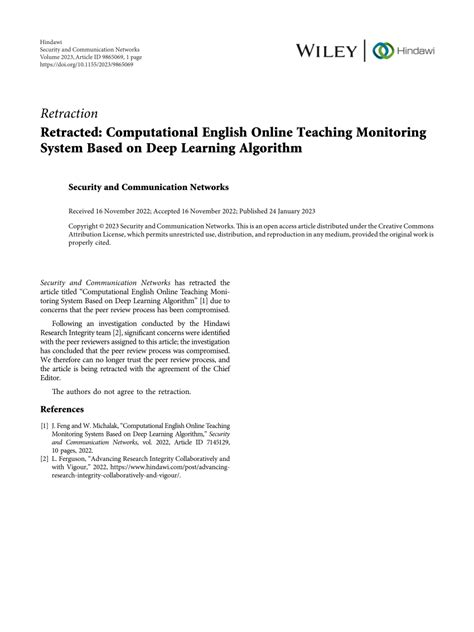 PDF Retracted Computational English Online Teaching Monitoring