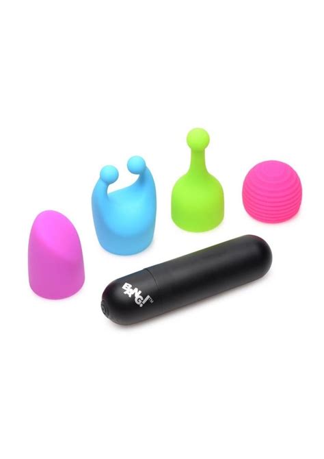 Bang Rechargeable Bullet With 4 Attachments Black TheAdultShop Com