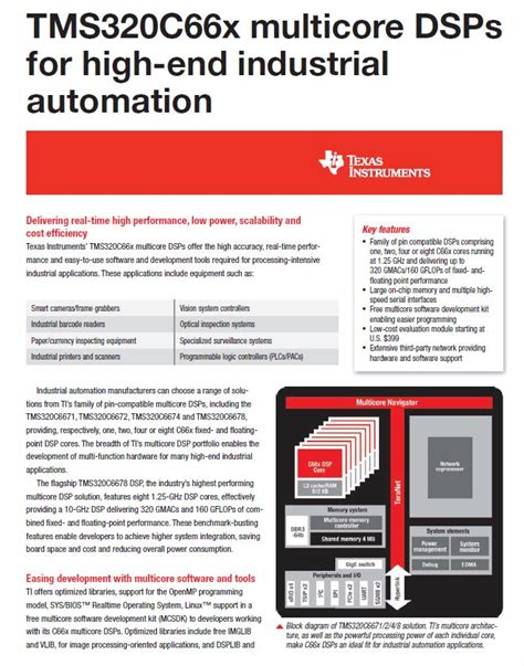 Tms320c66x Multicore Dsps For High End Industrial Automation