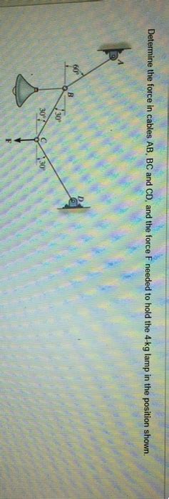 Solved Determine The Force In Cables Ab Bc And Cd And The