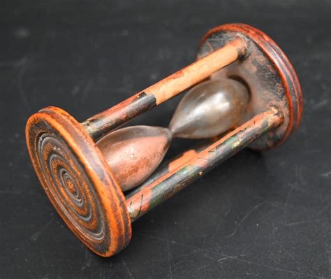 Proantic Hourglass 19 Th Century In Wood And Blown Glass