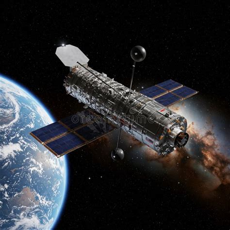 Hubble Telescope Orbiting Earth Galaxy Generated With Ai Stock Image Image Of Orbit Cosmos