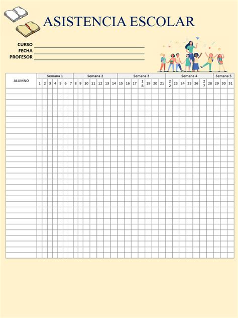Formato De Lista De Asistencia Escolar Pdf