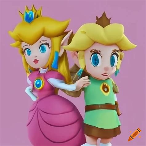 Princess Peach And Link Swapping Costumes On Craiyon