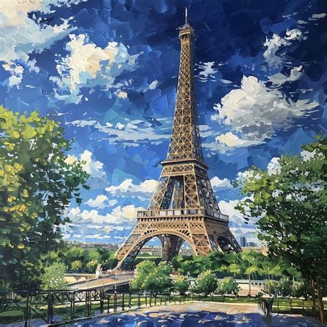 Premium Photo Painting Of The Eiffel Tower In Paris Generative Ai