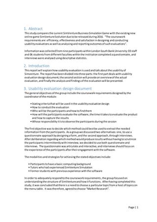 UCD Usability Evaluation Report DOCX Computer Software And Applications Computing