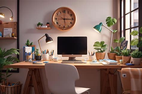 Premium Ai Image Neat And Tidy Workspace With Laptop