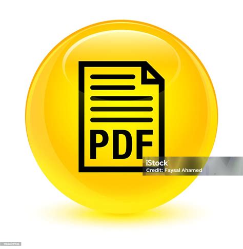 Pdf 문서 아이콘 유리 노란색 둥근 버튼 0명에 대한 스톡 벡터 아트 및 기타 이미지 0명 노랑 문서 Istock