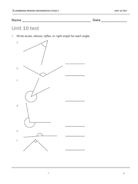 Prim Maths 5 2ed Tr Unit 10 Test Pdf