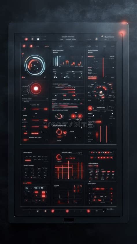 High Tech Control Panel Displays Intricate Data Analysis In A Dimly Lit Environment Generative