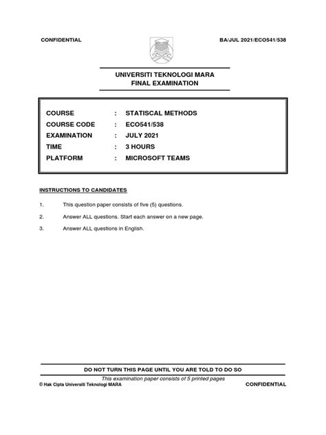 Eco541 Final Examination 20212 Set 1 Dr Chuah Soo Cheng Pdf