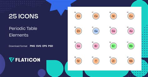 Periodic Table Elements Icon Pack Mixed 25 Svg Icons