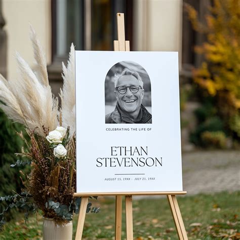 Editable Funeral Welcome Sign Template Canva Minimalist Memorial Poster