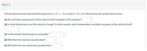 solved a three dimensional velocity field is given by