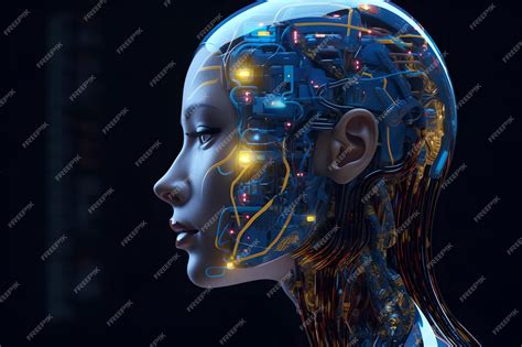 premium photo side view of a female humanoid artificial intelligence