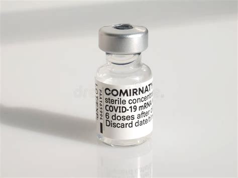 Macro Of Comirnaty Biontech Vaccination Ampoule Against Covid 19 Or