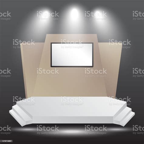 빈 Led 배경 화면과 이미지 공간을 갖춘 미니멀 한 3d 무대 공연 프리젠 테이션 전시회 3차원 형태에 대한 스톡 벡터 아트