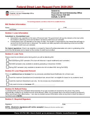 Fillable Online Federal Direct Loan Request Form 2020 2021 Fax Email
